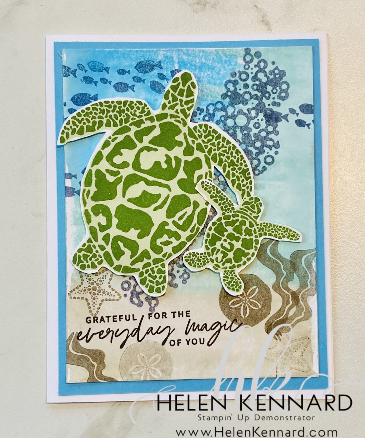Smooching Technique Card using Sea Turtle Stamp Set - HelenKennard.com ...